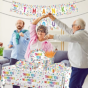 Thank You Party Plates and Napkin Decoration We Appreciate You Tableware Tablecloth Cups Banner Thank You for All You Do Employee Staff Appreciation Teacher Doctor Graduation Appreciation Party Decor