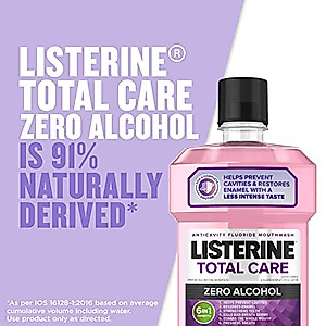 Listerine Total Care Alcohol-Free Anticavity Fluoride Mouthwash, 6 Benefit Oral Rinse to Help Kill 99% of Germs That Cause Bad Breath, Strengthen Enamel, Fresh Mint Flavor, 16.9 Fl Oz (Pack of 1),