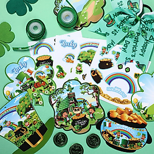 Sumind 28 Sets St. Patrick's Day Craft Kits for Kids St Patricks Day Scenes Shamrock Stickers Accessories Leprechaun Clover Gold Coin DIY Ornament Craft for Home Classroom Irish Party Supplies