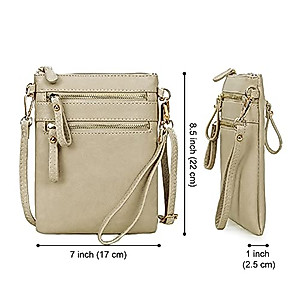 Solene Women's Faux Leather Organizer Multi Zipper Pockets Handbag With Detachable Wristlet Crossbody Bag-WU002(Brick)