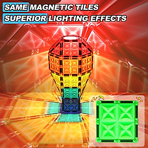 Loovio Magnetic Tiles Toddler Toys for 3 Year Old Boys & Girls, Magnetic Blocks Gifts Toys for Toddler Kids Ages 3-5, Preschool Learning Montessori STEM Magnet Toys - Starter Set