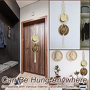 2 Pcs Boho Hat Racks for Wall, Macrame Hat Wall Hanger, Cowboy Hat Holder, Wall Hat Display Organizer Hand Weaving Hat Rack Decorative Cap Holder for Wide Brim (Boho, Off White)