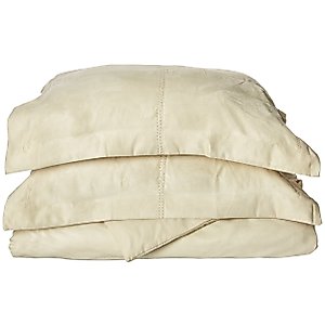 LCM Home Fashions 3 Piece Oversized Micro Suede Saddle Duvet Cover Set, Full/Queen, Ivory