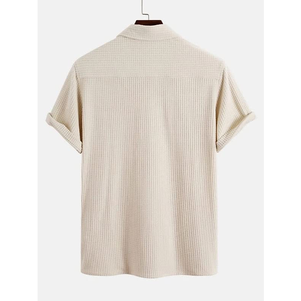 ZAFUL Men's Retro Short Sleeve Corduroy Shirt Casual Button Down Shirts White M