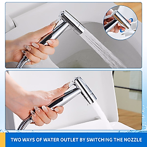ASRCLOO Chrome Handheld Bidet Sprayer for Toilet, 2 Function Hand Held Sprayer Cloth Diaper, Toilet Concealed Hot and Cold Mixed Bidet Spray Set, Hand Sprayer for Feminine Wash