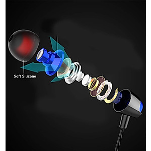 TXY 3.5mm Wired Earphone in Ear Earbuds Mobile Phone Earphone with Microphone Deep Bass Dynamic Headset Music Earphones (Blue)