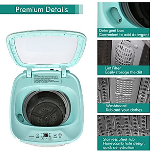 COSTWAY Portable Washing Machine, Built-in Drain Pump, 8Lbs Capacity, Full-Automatic washer with 6 Programs, Child Lock, Compact Laundry Washer for RV, Dorm, Apartment, Green