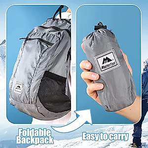 MasterTool Hiking Daypack, Water Resistant Lightweight Packable Foldable Backpack for Travel Camping Outdoor, Black, (291-2243-06), 20L