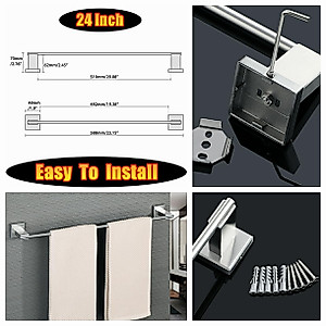 Alise Bath Towel Bars Towel Racks for Bathroom Lavatory,Wall Mount Towel Holder Towel Hanger SUS304 Stainless Steel Towel Rails,Brushed Nickel GKL8101-LS(23.2 Inch)