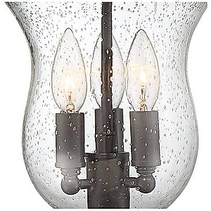 Carriage Traditional Outdoor Post Light Fixture LED Bronze 19" Clear Seedy Glass Decor Exterior House Porch Patio Outside Deck Garage Yard Garden Driveway Home Lawn Walkway - Franklin Iron Works
