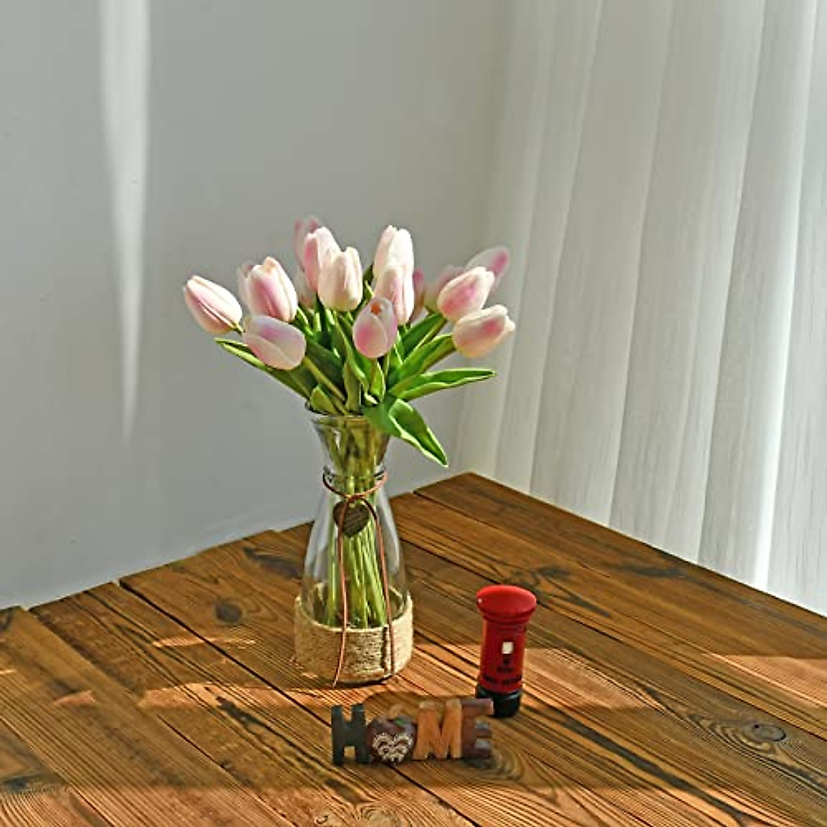 ONLY ART 30pcs Peach Artificial Tulip Flowers with Soft Latex Materials for Mother's Day Home & Kitchen Decoration
