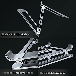 VIGLT Laptop Stand for Desk, Adjustable Laptop Stand Holder Portable Laptop Riser with Multi-Angle Height Adjustable Computer Stand for MacBook Air/Pro and More Notebooks 10-17.3"-Grey