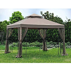 Ontheway 8'x8' Dual Tier Gazebo Canopy Replacement Top Cover UV30+ Water Resistant for Model L-GZ385PST