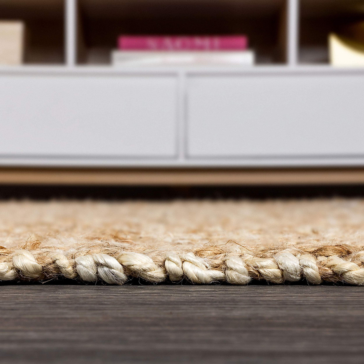 JONATHAN Y NFR100A-8 Hira Hand Woven Diamond Chunky Jute Indoor Area-Rug Bohemian Farmhouse Easy-Cleaning Bedroom Kitchen Living Room Non Shedding, 92" X 120", Natural Color