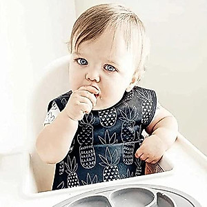 BapronBaby Pineapple Monochrome Bapron - Soft Waterproof Stain Resistant Bib - Machine Washable - 6m - 5yr - (Sz Baby/Toddler 6m-3T)