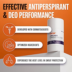 Carpe Clinical Strength Deodorant + Clinical Antiperspirant - Clinical Grade Solid Stick - Fresh Linen Scent - Combat Excessive Underarm Sweating - Great for Hyperhidrosis
