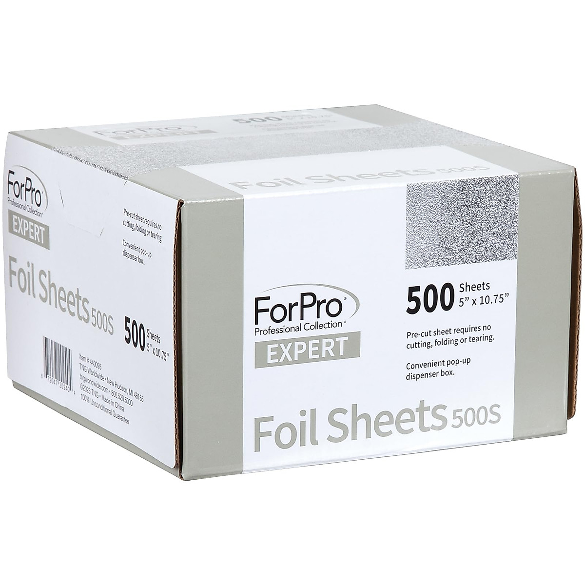 ForPro Professional Collection Expert Embossed Foil Sheets 500S, Aluminum Foil, Pop-Up Foil Dispenser, Hair Foils for Color Application and Highlighting Services, Food Safe, 5"W x 10.75"L, 500-Count