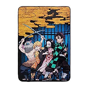 Surreal Entertainment Demon Slayer Blanket- Officially Licensed Merchandise from The Anime Demon Slayer- Comfy Lightweight Fleece, Throw, 45x60 inches (Yellow)