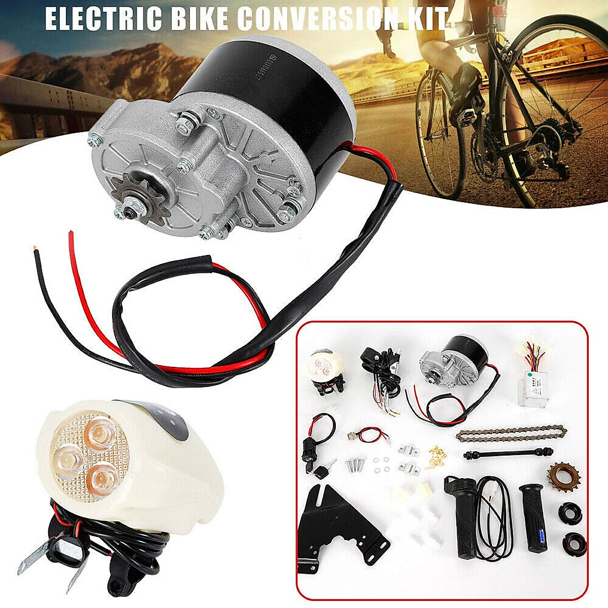 24/36V Electric Bicycle Conversion Kit E-Bike Motor Controller Kit Mountain Bike Conversion Custom with Thumb Kit for 22-29" Bicycle (250W/36V)