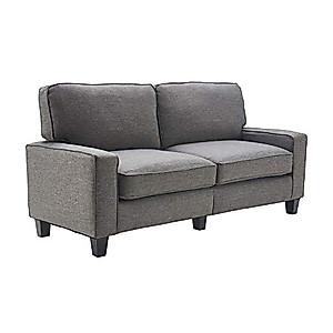 Serta Palisades Upholstered Sofas for Living Room Modern Design Couch, Straight Arms, Soft Fabric Upholstery, Tool-Free Assembly, 73" Sofa,Grey