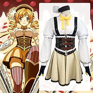 Lioskey Tomoe Mami Cosplay Costume Madoka Magica Cosplay Dress Uniform Outfit Halloween Full Set(M, Costume)