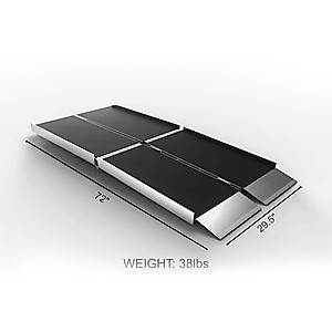 EZ-ACCESS SUITCASE 6 Foot Trifold Portable Aluminum Folding Ramp with Applied Surface That Resists Slips and Self Adjusting Bottom Transition Plates