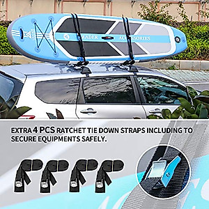 Leader Accessories Folding Kayak Rack 4 PCS/Set J Bar Car Roof Rack for Canoe Surf Board SUP On Roof Top Mount on SUV, Car and Truck Crossbar with 4 pcs Tie Down Straps