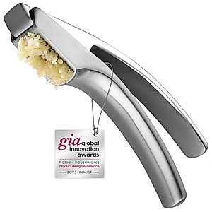 Garlic Press Stainless Steel, No Need to Peel Garlic Mincer Tool for Fine Garlic, Detachable for Easy Cleaning, Garlic Presser and Masher, Dishwasher Safe Garlic Crusher with 5-Year Warranty