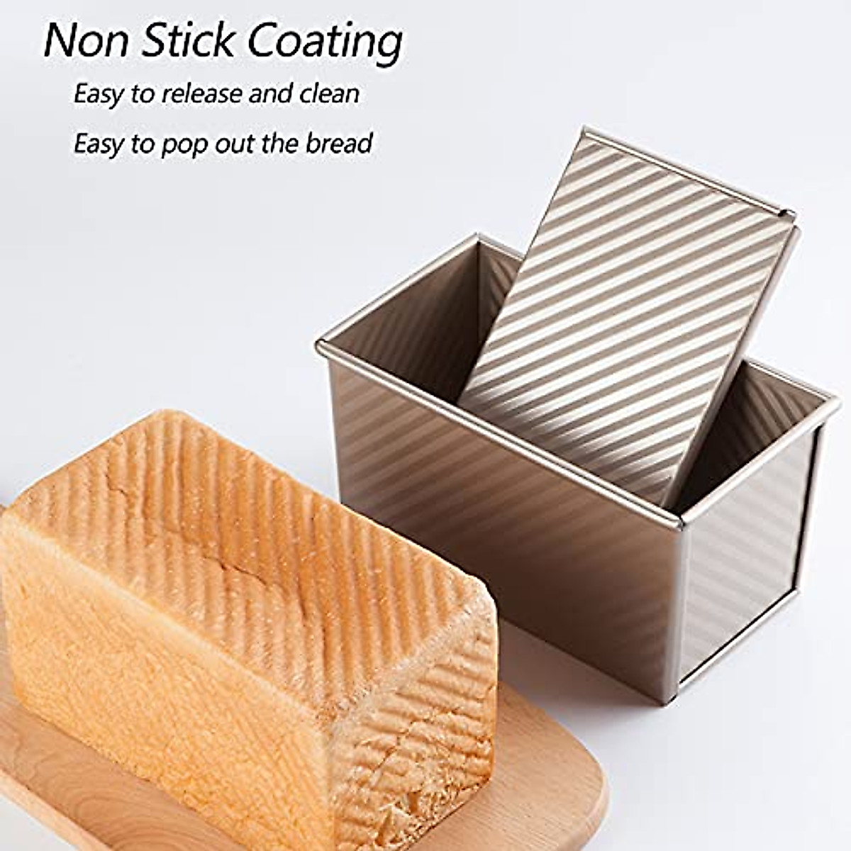 Bread Pans, Pullman Loaf Pan with Lid, Non-Stick Long Loaf Pans for Baking Bread, Aluminum Alloy Baking Bread Toast Mold with Dough Scraper Cutter