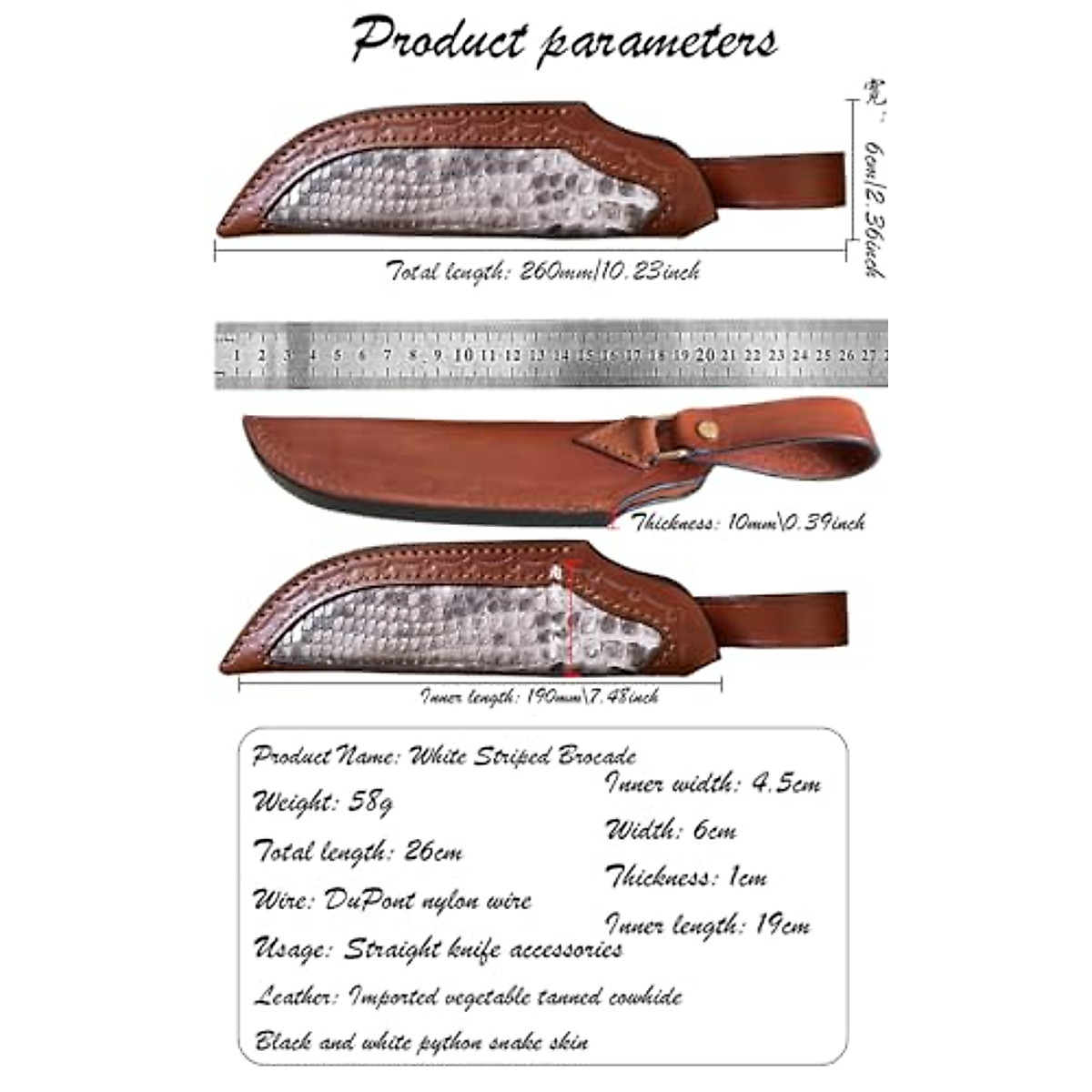 刀苑阁 Fixed Blade Knife Sheath Fits up to 8 Inch Blade,Leather Knife Sheaths Knife Holder Hunting Knife Sheath,Straight Knife Sheath Brown