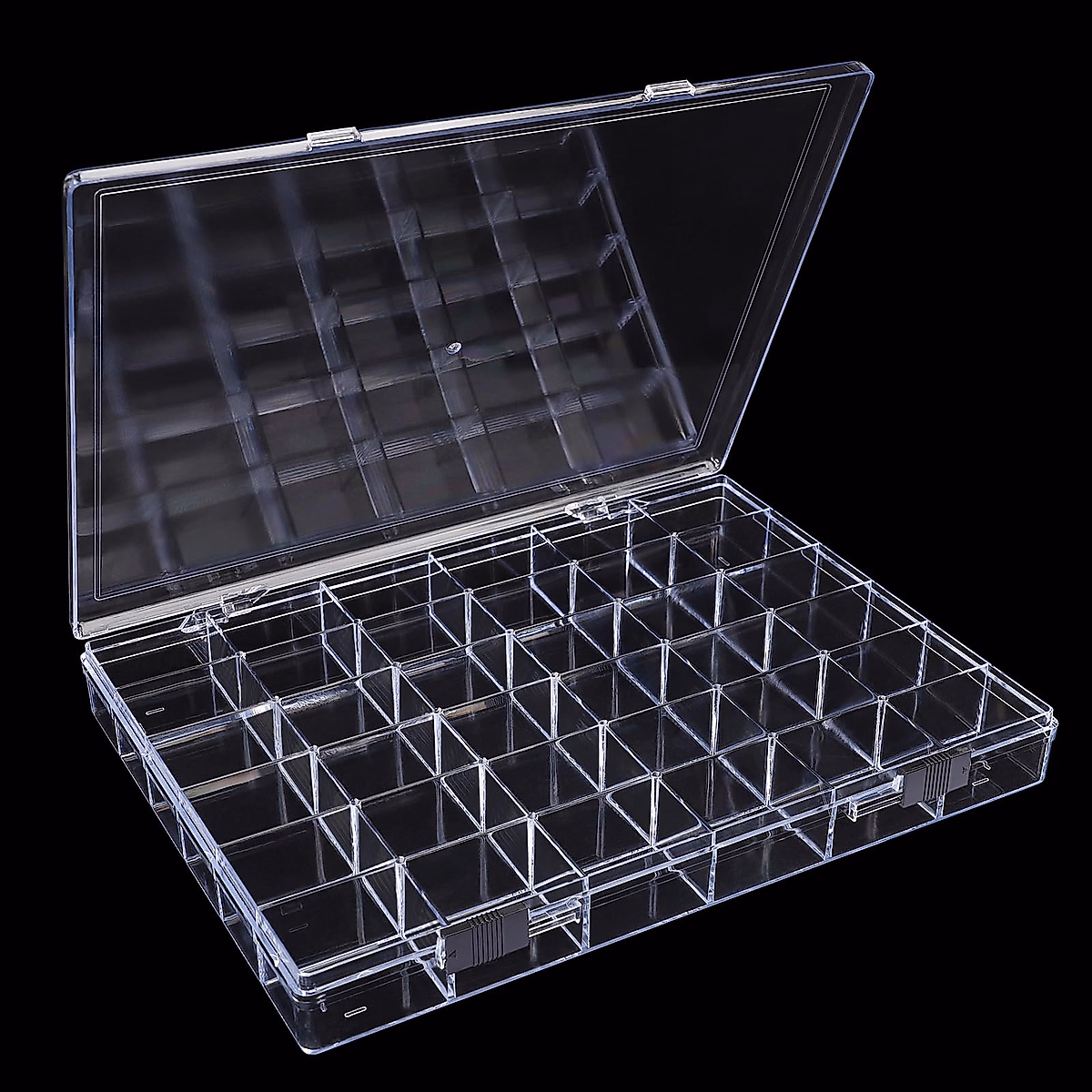 Udefineit 36 Grids Plastic Empty Jewelry Organizer Box, Highly Transparent Storage Container for Rings Earrings Diamond Nail Display Case, Double Buckle Art Craft Bead Storage Box with Fixed Dividers