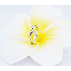 YMHOP I Am Enough Ring Sterling Silver Criss Cross CZ Ring for Women Size 5