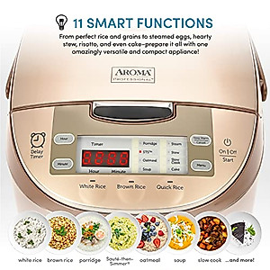 Aroma Housewares ARC-6106 Aroma Professional 6 Cups Uncooked Rice, Slow Cooker, Food Steamer, MultiCooker, Champagne