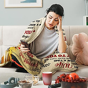 VXDRZGT Wedding Anniversary Romantic Gift for Her Blanket, Mothers Day Birthday Gifts for Wife, Wife Gifts from Husband, Best Wife Birthday Gift Ideas, to My Wife Flannel Throw Blanket 60 x 50 inch
