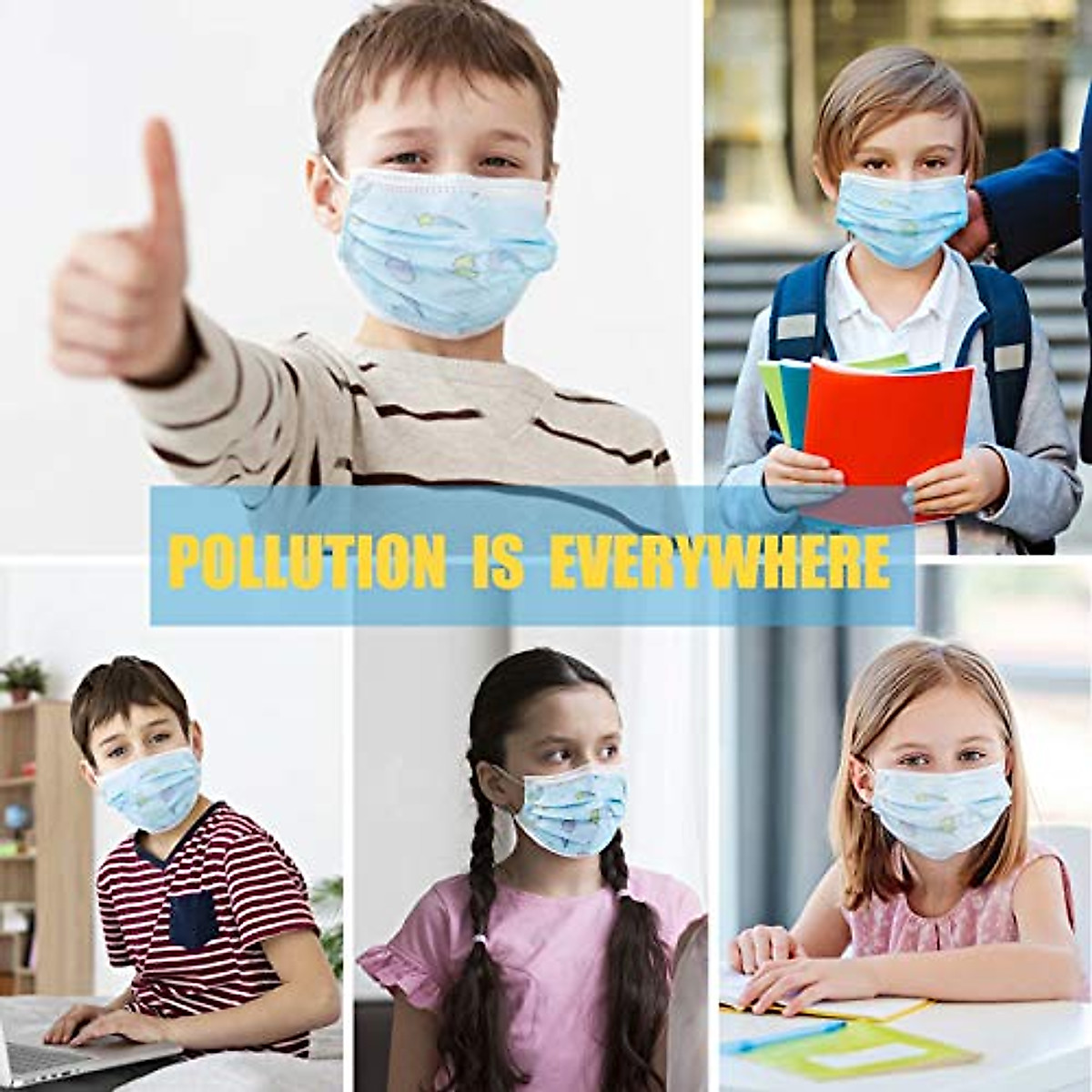 50PCS Kids Disposable Face Mask,Fashion Face Mask for Kids,Cute Cartoon Colorful Printed Dust Masks,Childrens Safety Masks for Girls Boys Outdoor -1