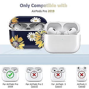 Casewind Compatible with AirPods Pro Case, [with Keychain] Glitter Floral Sunflower Cute AirPod Pro Case Cover Full Protective Hard Shockproof AirPods Pro Case for Women Girl Men,Front LED Visible