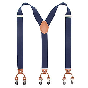Bioterti Men’s Y-Shaped Heavy Duty Suspenders – 6 Metal Clips, Elastic Straps