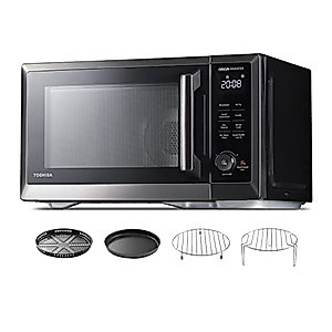 TOSHIBA 7-in-1 Countertop Microwave Oven Air Fryer Combo, MASTER Series, Inverter, Convection, Broil, Speedy Combi, Even Defrost, Humidity Sensor, Mute Function, 27 Auto Menu&47 Recipe, 1.0 cf 1000W