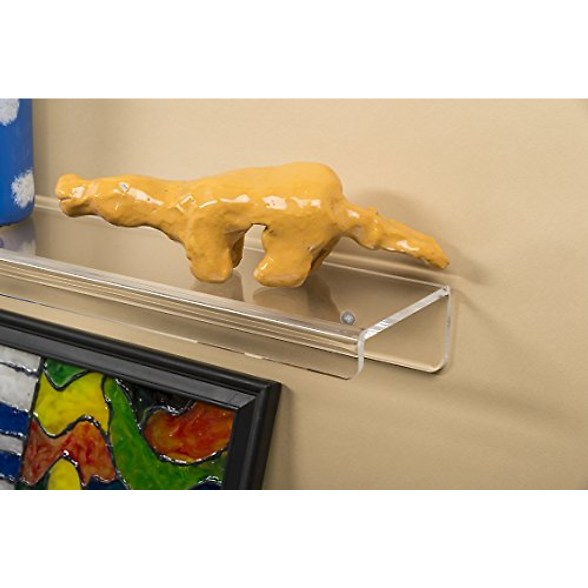 Unum Set of 3 15" Acrylic Floating Wall Ledges/Display Shelves – 5MM Thick Invisible Spice Racks - Crystal Clear Photo Ledge - Nursery/Kids' Bookshelf - 15" L x 4" D x 2" H (3-Pack)