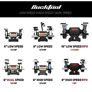 BUCKTOOL 8 inch Dual Speed Bench Grinder & Buffer, Professional Low High Speed Bench Grinder Buffer with Cast Iron Base TDS-200DS