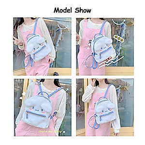 Cute Girl Plush Bag Backpacks for School, 3D Kawaii Animal Cartoon Schoolbag for Girl Bookbag School Supplies, White Dog