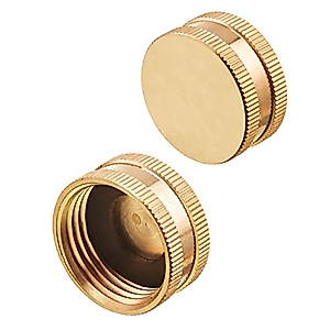 PWACCS Garden Hose Female End Cap, Brass Spigot Cap with Extra 12 Washers, 3/4 Inch, 4-Pack