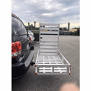 MaxxHaul 80779 50" x 29.5" Trailer Hitch Mount Aluminum Cargo Carrier With High Side Rails With 47" Ramp For RV's, Trucks, SUV's, Vans, Cars - 500 lb. Capacity