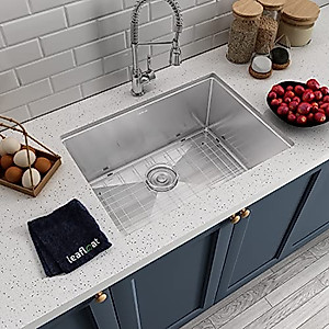 leafloat 25-inch Undermount Kitchen Sink, 25"x18"x10", Single Bowl, 18 Gauge T304 Stainless Steel, Satin Finish, with Strainer & Bottom Grid, cUPC listed