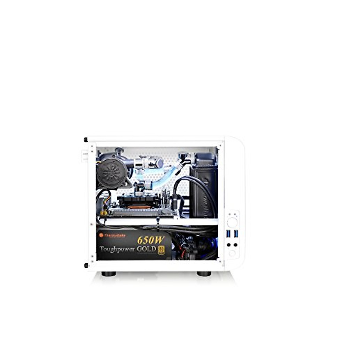 Thermaltake Core V1 Snow Edition SPCC Mini ITX Cube Computer Chassis CA-1B8-00S6WN-01, White