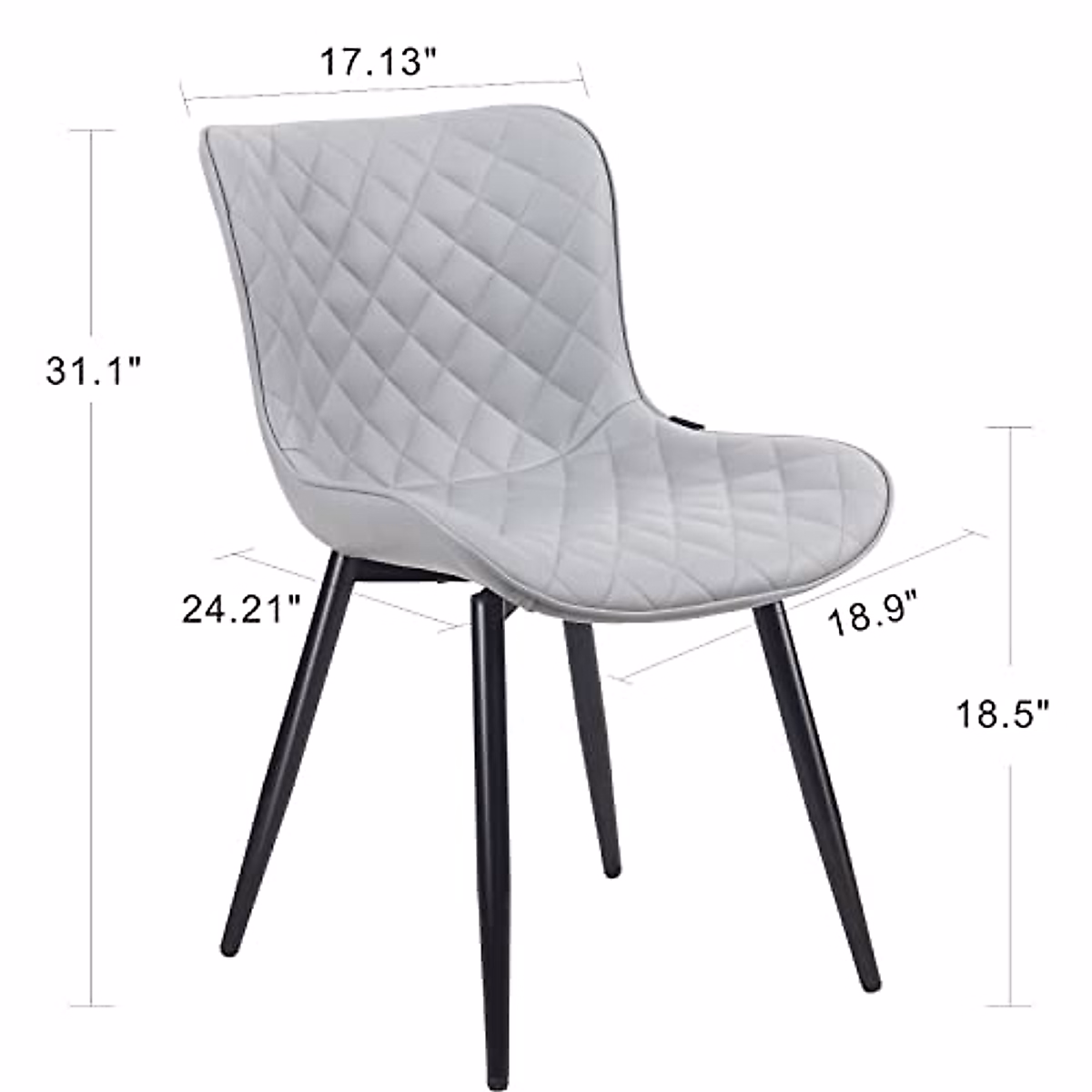 Kidol & Shellder Upholstered Dining Chairs Set of 2 Kitchen Dining Room Chairs Mid Century Modern Kitchen Chairs Dining Table Chairs Faux Leather Side Chair for Waiting Living Room Bedroom(Gray)