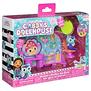 Gabby’s Dollhouse, MerCat’s Spa Room Playset, with MerCat Toy Figure, Surprise Toys and Dollhouse Furniture, Kids Toys for Girls & Boys 3+