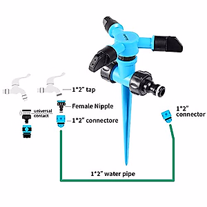 Garden Sprinkler, Kadaon 360 Degree Rotating Lawn Sprinkler Large Area Coverage - Adjustable, Weighted Gardening Watering System