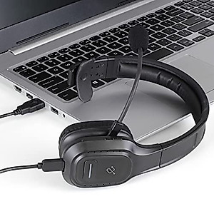 Aluratek Wireless Bluetooth 5.0 Headset with Noise Cancelling Boom Mic, for Car, Truck Driver, Business, School, Home Office, Cell Phones, PC & MAC, 34Hrs Talk Time (ABHM100F), Black