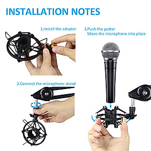 SUNMON SM58 Microphone Shock Mount Holder for Reduces Vibration and Noise, Suitable for Shure SM58-LC, SM58-CN Cardioid Dynamic Vocal Mic